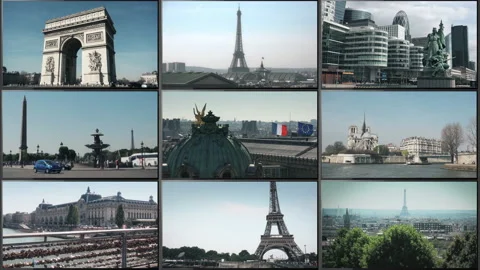 Split Screen Monitor Famous Landmarks Pa... | Stock Video | Pond5