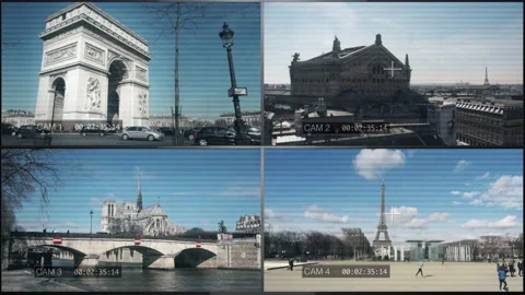 Split Screen Paris Famous Monuments Secu... | Stock Video | Pond5
