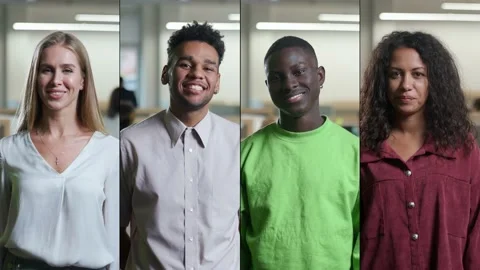 Split screen, portraits of office worker... | Stock Video | Pond5