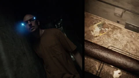 Split screen view of inmate explores pri... | Stock Video | Pond5
