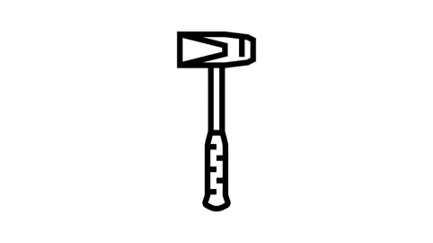 splitting maul hammer tool line icon ani... | Stock Video | Pond5