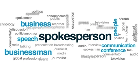 Spokesperson animated word cloud, text d... | Stock Video | Pond5
