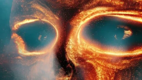 Spooky and intense face of fire looping ... | Stock Video | Pond5