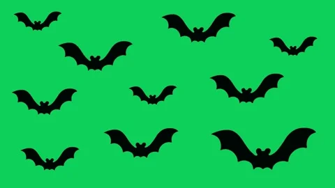 Spooky cartoon Bats fly on a green scree... | Stock Video | Pond5