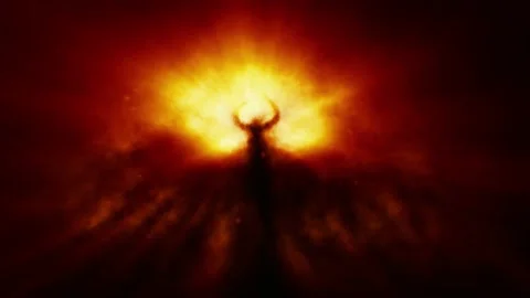 Spooky dark angel 2D animation. Horned d... | Stock Video | Pond5