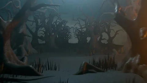 Spooky Dark Forest Retro Looping Hallowe... | Stock Video | Pond5