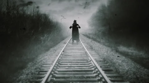 Spooky Ghostly Figure Sorcery Train Trac... | Stock Video | Pond5