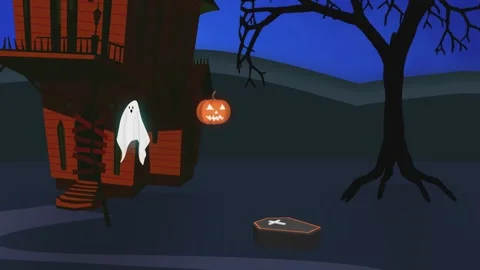 Spooky Halloween Animation with Coffin B... | Stock Video | Pond5