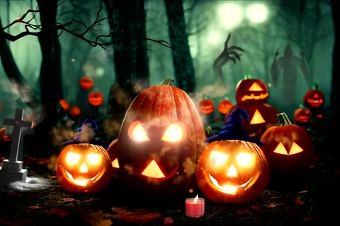 Spooky Halloween Night 4k Animation vide... | Stock Video | Pond5