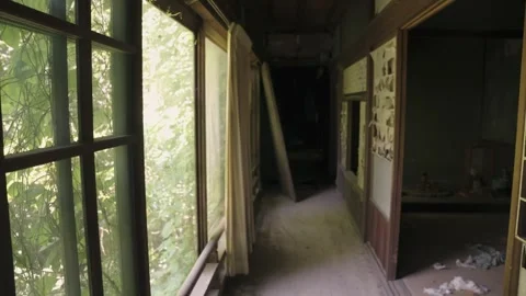 Spooky Hallway in Abandoned Japanese Sty... | Stock Video | Pond5