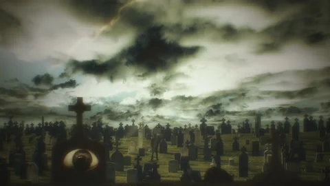 Spooky Haunted Cemetery Stormy Weather Z... | Stock Video | Pond5