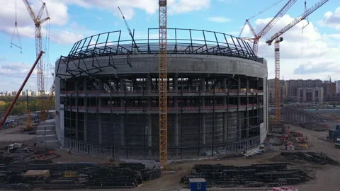 Sports arena concrete building with fram... | Stock Video | Pond5