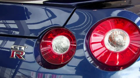 Sports car details close-up. Nissan GTR. | Stock Video | Pond5