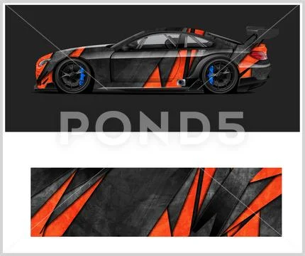 Sports car wrap graphics for Vehicle Signage Sign design: Royalty Free ...