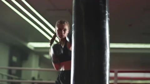 Sports motivation, boxing, woman fighter... | Stock Video | Pond5