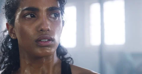 Sports, sweating and breathing with face... | Stock Video | Pond5