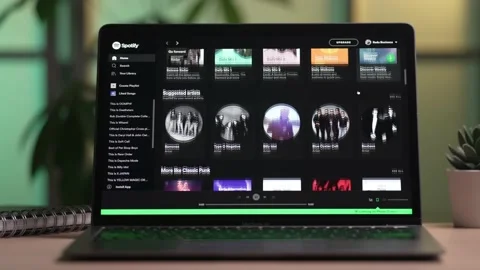 Spotify Music Streaming App on a Laptop ... | Stock Video | Pond5