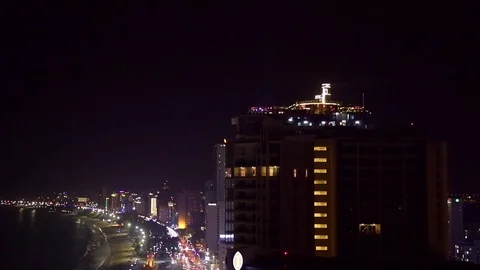 Spotlight on the roof of a skyscraper sh... | Stock Video | Pond5