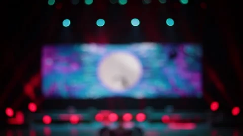 Spotlights in the concert hall and scree... | Stock Video | Pond5