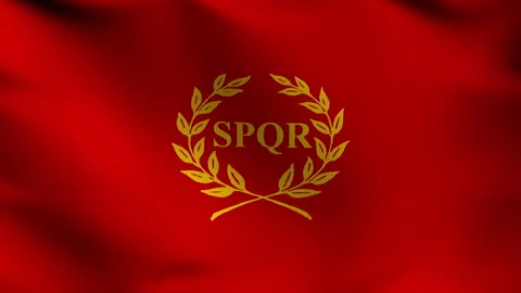SPQR flag blowing in the wind. 3D render... | Stock Video | Pond5