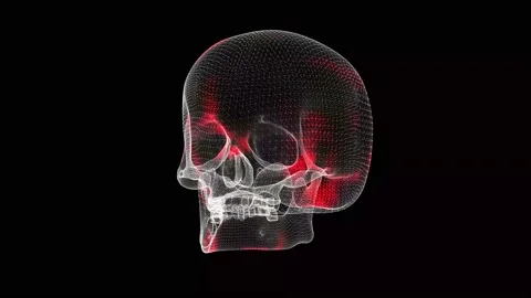 Spread of virus 3D skull rotation on bla... | Stock Video | Pond5