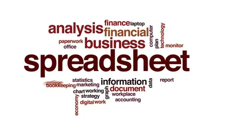 Spreadsheet animated word cloud, text de... | Stock Video | Pond5