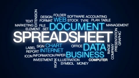 Spreadsheet animated word cloud, text de... | Stock Video | Pond5