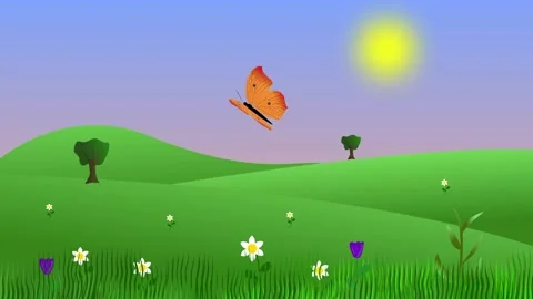 Spring environment animation with butter... | Stock Video | Pond5