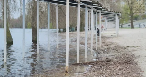 Spring rise water level in the river, fl... | Stock Video | Pond5