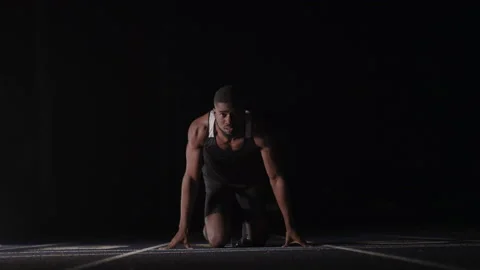 Sprinter Looking Down the Lane From His ... | Stock Video | Pond5