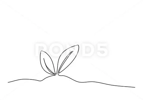 Sprout, one line drawing vector illustration.: Graphic #264162089