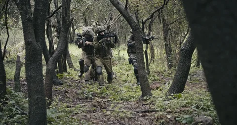 Squad of fully armed commando soldiers d... | Stock Video | Pond5