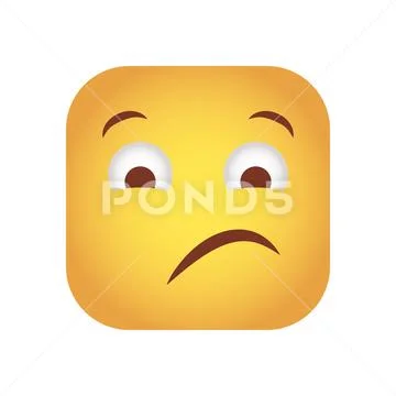 Square emoticon sad face character icon Illustration #117452268
