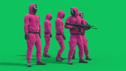 Squid Game Guards Green Screen Keep Watc... | Stock Video | Pond5