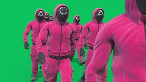 Squid Game Guards Green Screen Walks 3D ... | Stock Video | Pond5