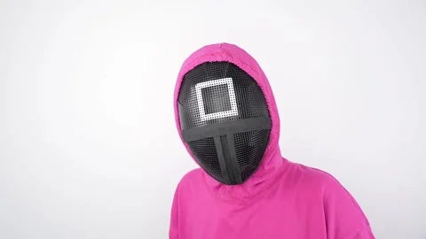 Squid Game pink guard knock on camera an... | Stock Video | Pond5