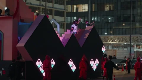 Squid Game Themed Float with Digital Fac... | Stock Video | Pond5