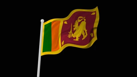 sri-lanka flag flying animated black bac... | Stock Video | Pond5