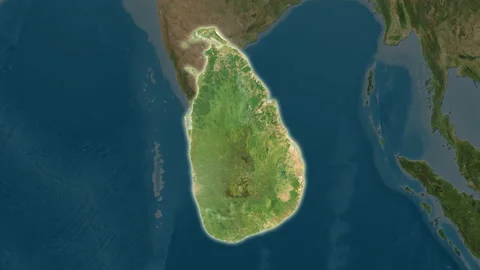 Sri Lanka map - extract. Glow. Satellite... | Stock Video | Pond5