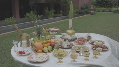 Sri Lankan Kavili Table in the garden | Stock Video | Pond5