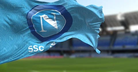 SSC Napoli flag waving with the Maradona... | Stock Video | Pond5