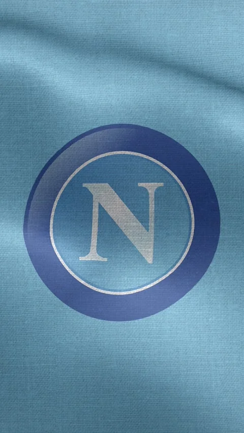 SSC Napoli Italy Blue Logo Vertical Flag... | Stock Video | Pond5