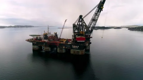 The SSCV Thialf a semi-submersible crane... | Stock Video | Pond5