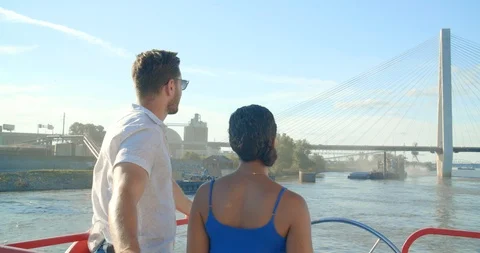 St. Louis Couple Looking at Bridge, Skyl... | Stock Video | Pond5