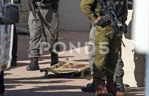 Photograph: Stabbing attack at Hizma Checkpoint, north of Jerusalem ...