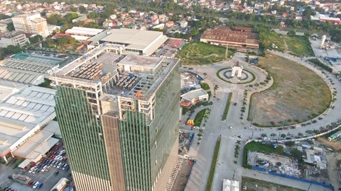 Stable drone shot from above the Arcovia... | Stock Video | Pond5