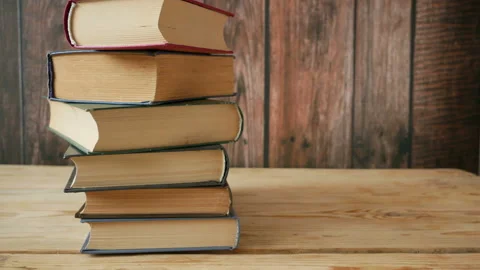 Stack of books background, many books pi... | Stock Video | Pond5