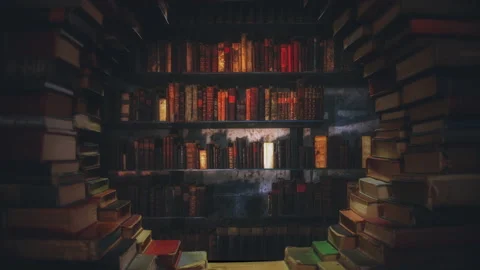 Stack Books Library Zooming Through Old ... | Stock Video | Pond5