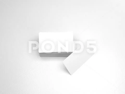 Stack of business cards. Namecards mockup template on white leather ...