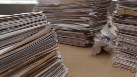 Stack business paper on desk, paperwork ... | Stock Video | Pond5